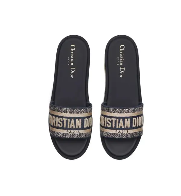 Dior Dway Platform Slide Sandals - Dark Blue | Editorialist